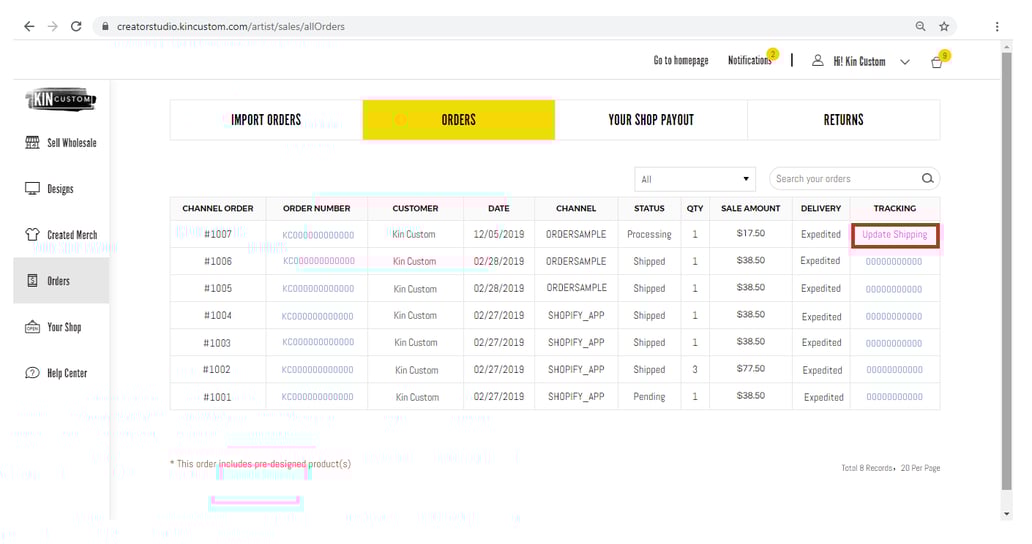How do I change the shipping address?