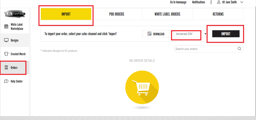 How to import orders using Universal csv file format