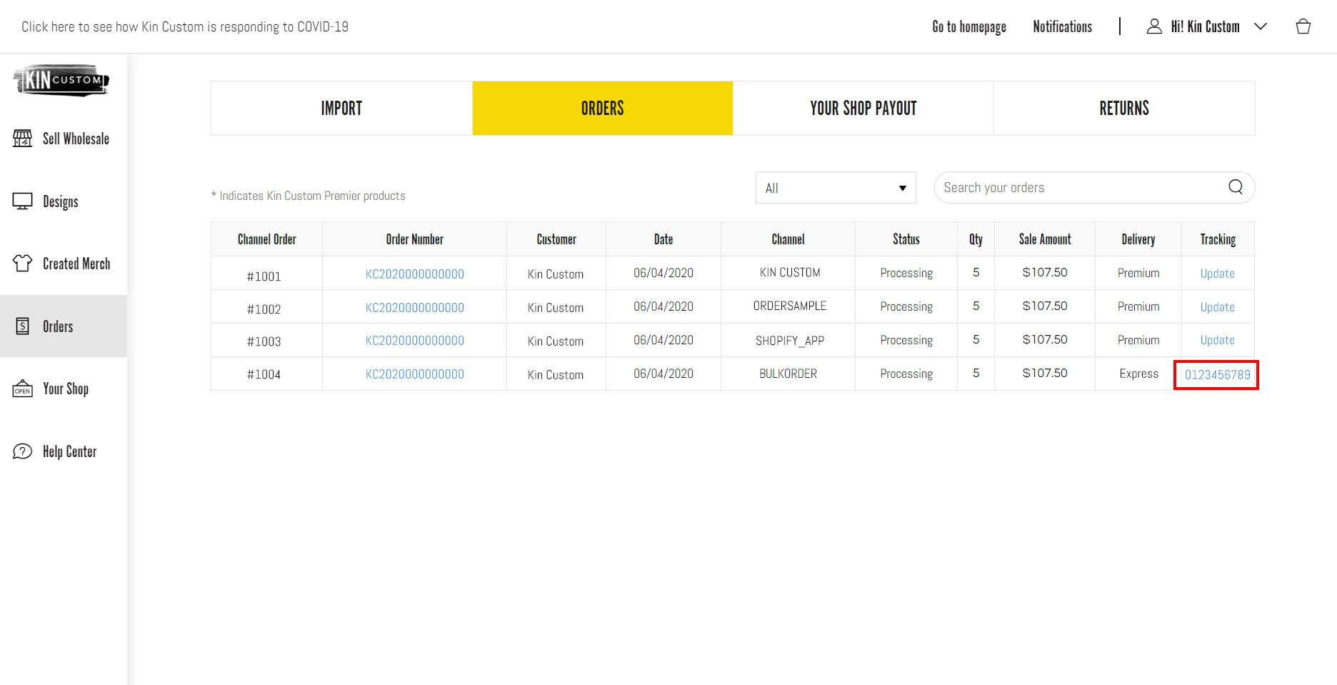 Where can I find tracking information for my orders?